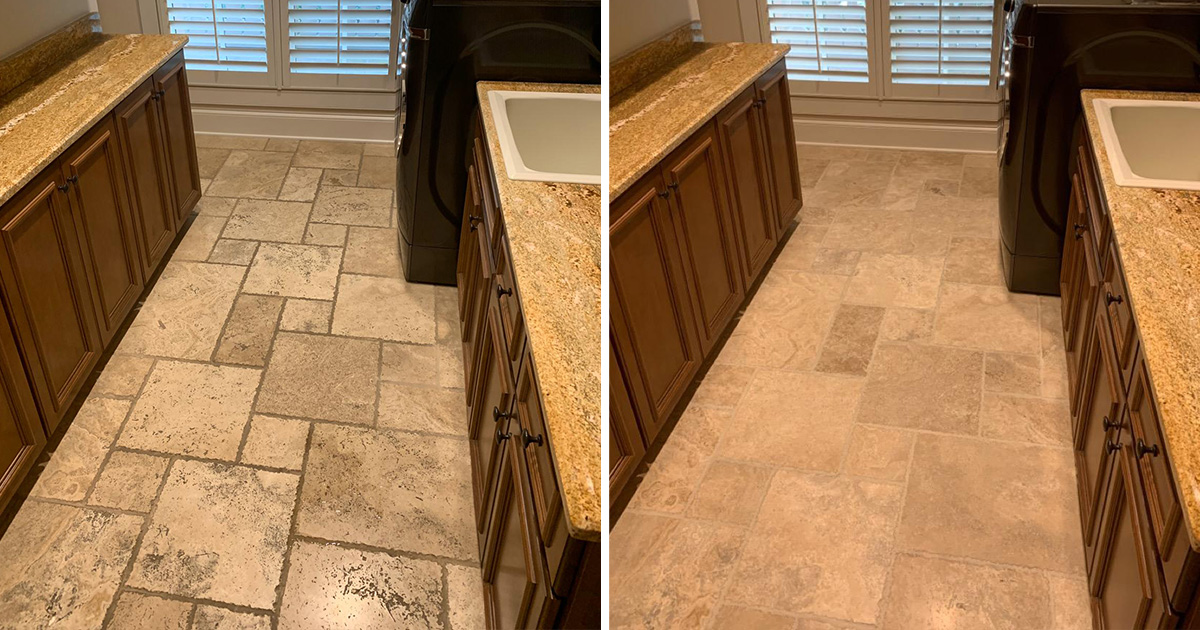 A Laundry Room in Bedford NY Has a Beautifully Restored Travertine ...