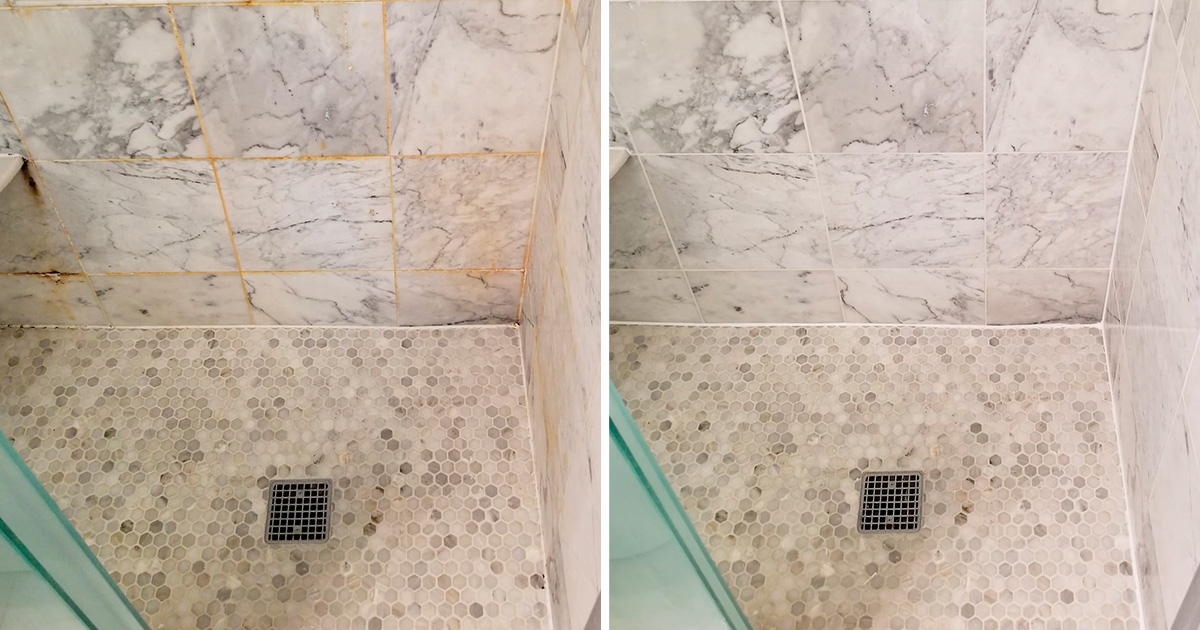 This Shower Looks Stunning After Getting Our Grout Recoloring Service